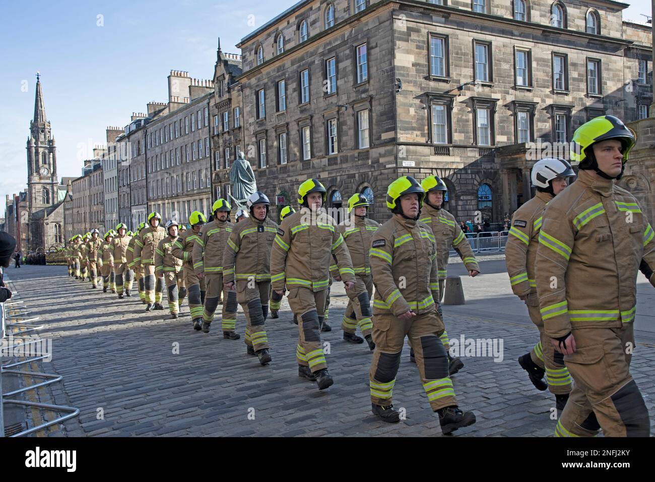 Firefighter Barry Martin's cortege makes it way through Royal Mile to ...