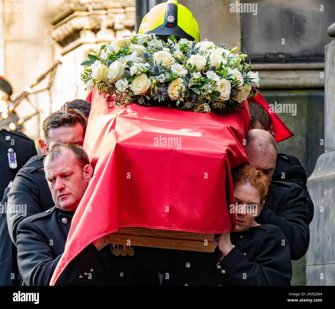Edinburgh, Scotland, UK. 17 February 2023. Funeral of firefighter Barry ...