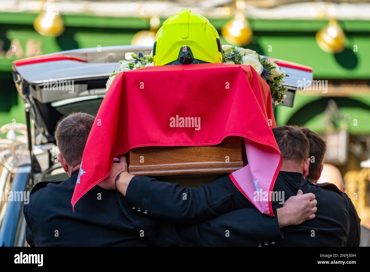 Edinburgh, Scotland, UK. 17 February 2023. Funeral of firefighter Barry ...