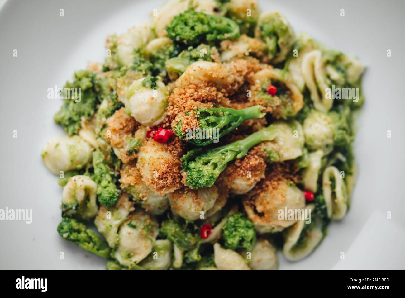 Traditional Orecchiette with cime di rapa pasta from Puglia Stock Photo ...