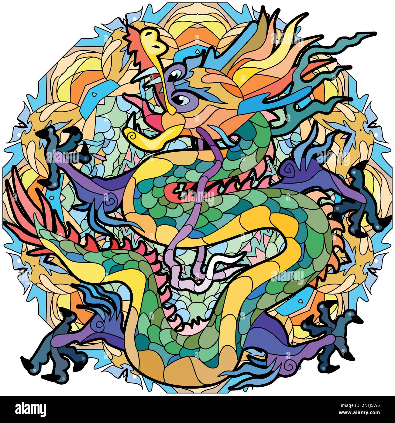 Dragon zentangle styled on mandala for t-shirt design, tattoo and other ...