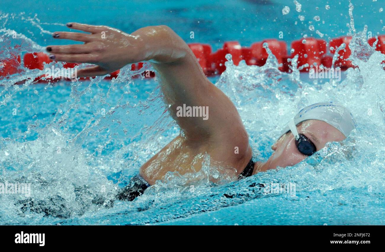 Italy's Federica Pellegrini swims in a women's 400-meter freestyle heat ...