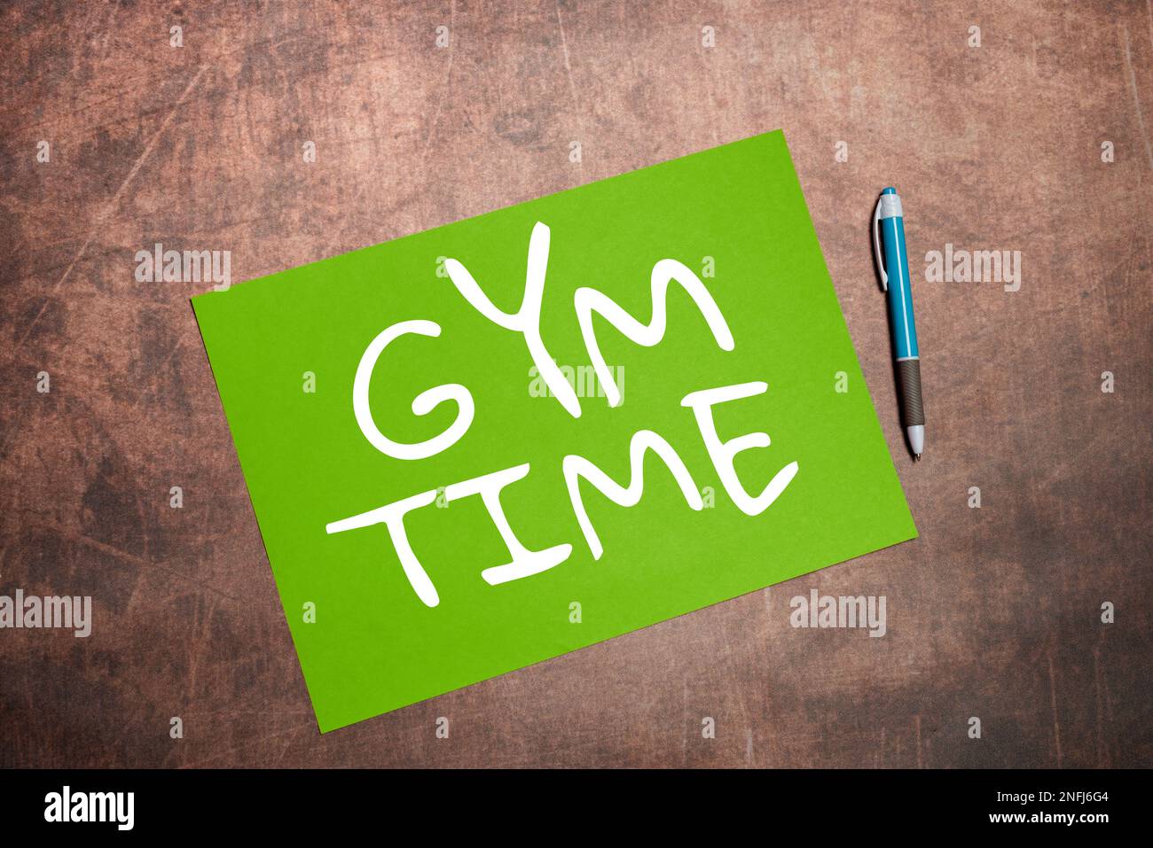 Hand writing sign Gym Time. Concept meaning a motivation to start ...