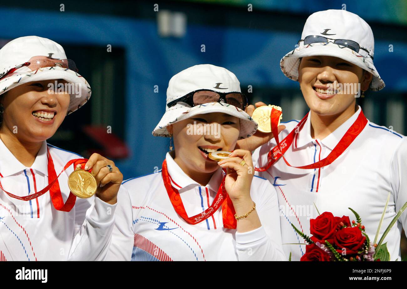 South Korea's Park Sung-hyun, right, Yun Ok-hee, center, and Joo Hyun ...