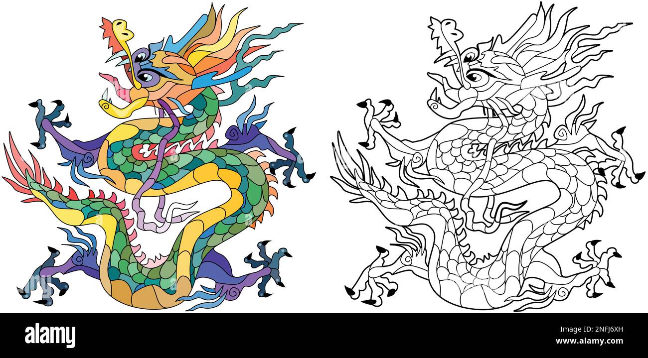 Dragon zentangle styled for coloring, for t-shirt design, tattoo and ...