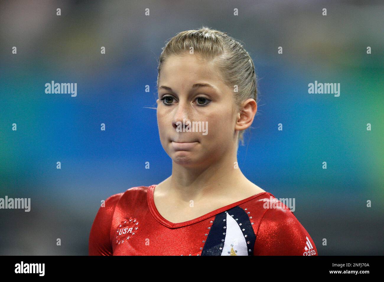 U.S. gymnast Shawn Johnson during the gymnastics qualifying round at ...