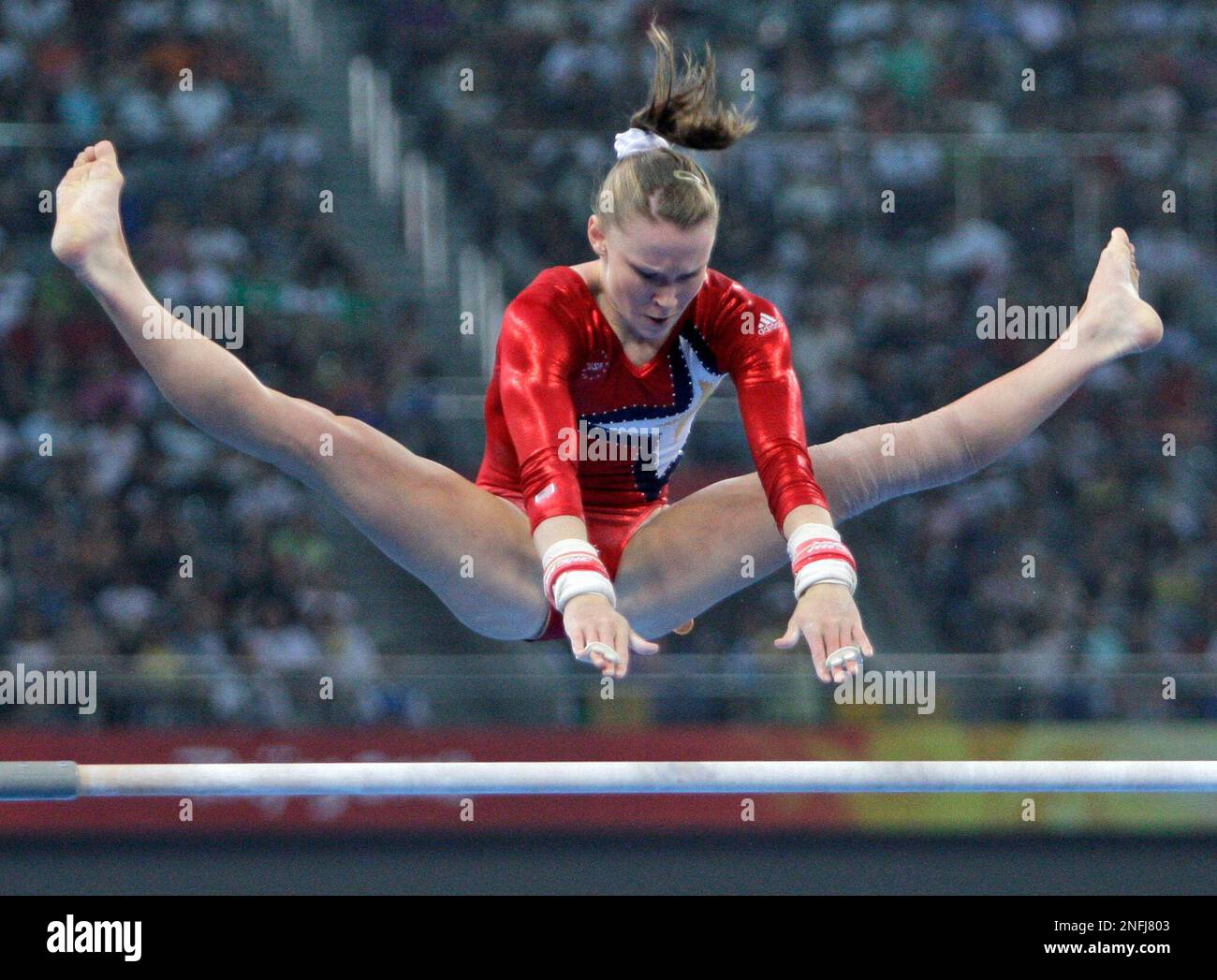 U.S. gymnast Bridget Sloan performs on the uneven bars during the women ...