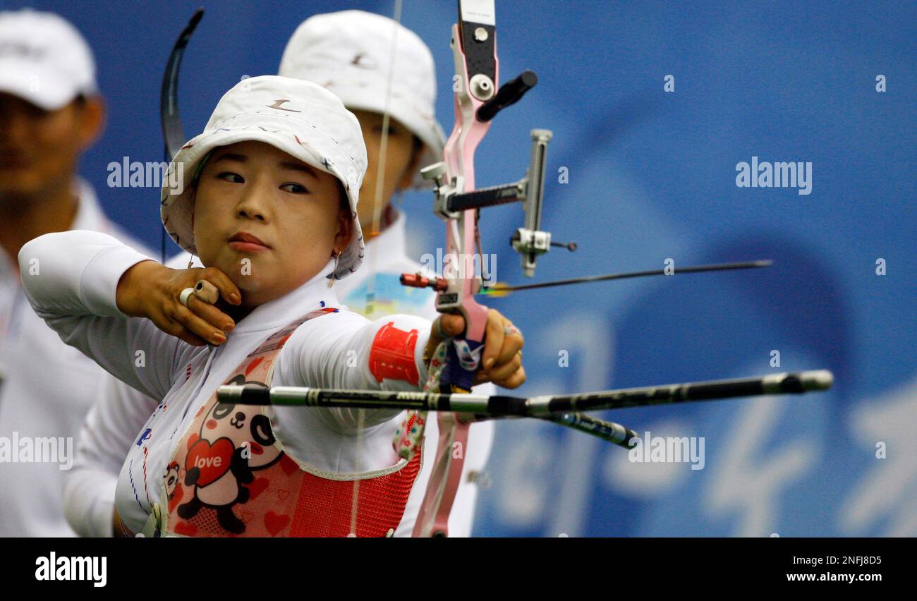 South Korea's Yun Ok-Hee shoots an arrow during the Women's Team ...