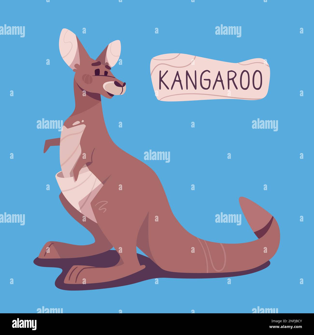 Australian kangaroo in cartoon style. Vector illustration of a brown ...