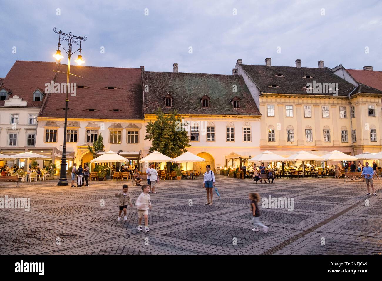 Romania. Transylvania. Sibiu. Piata Mare Square Stock Photo - Alamy