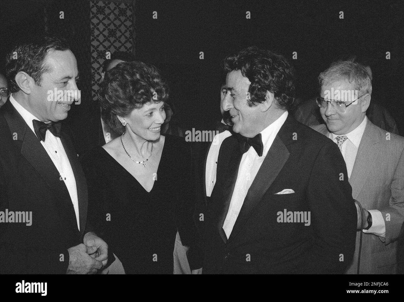New York Gov. Mario Cuomo, left, and wife Matilda greet singer Tony ...