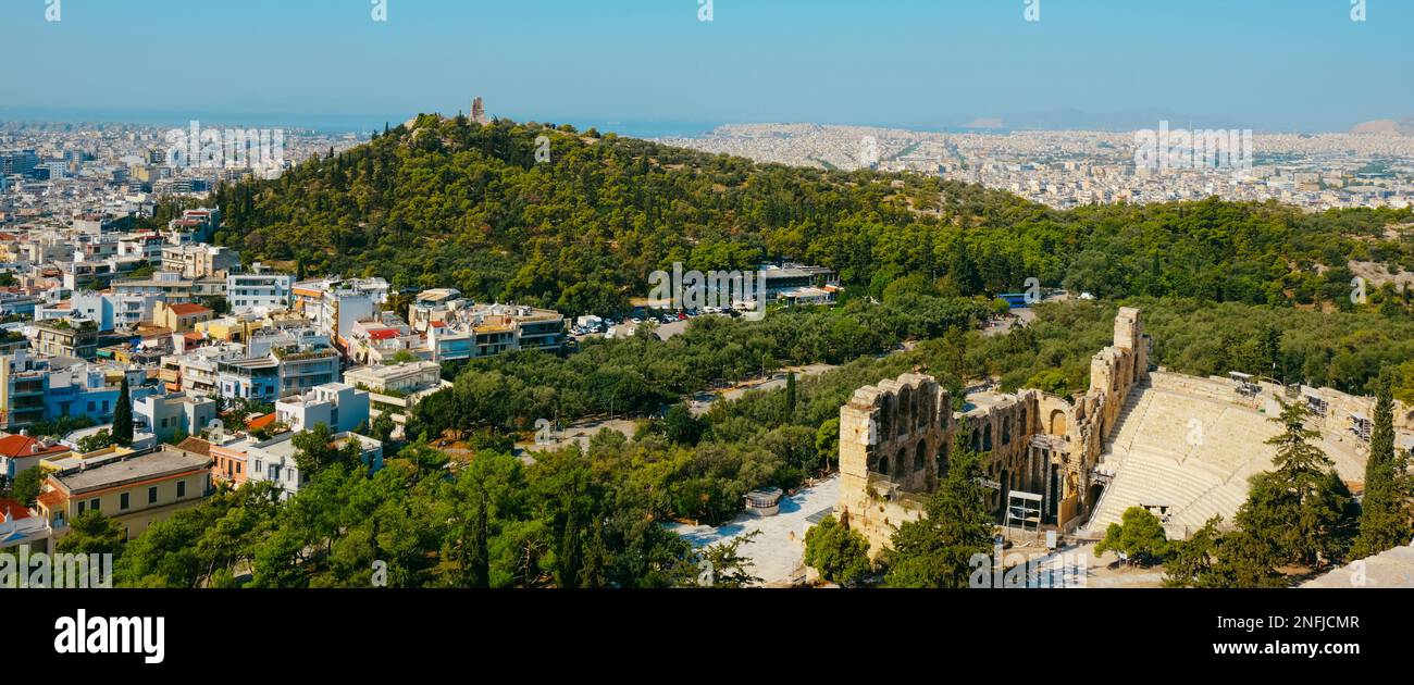 a panoramic view of Athens, Greece, as seen from the top of the Acropolis, towards south-east ...