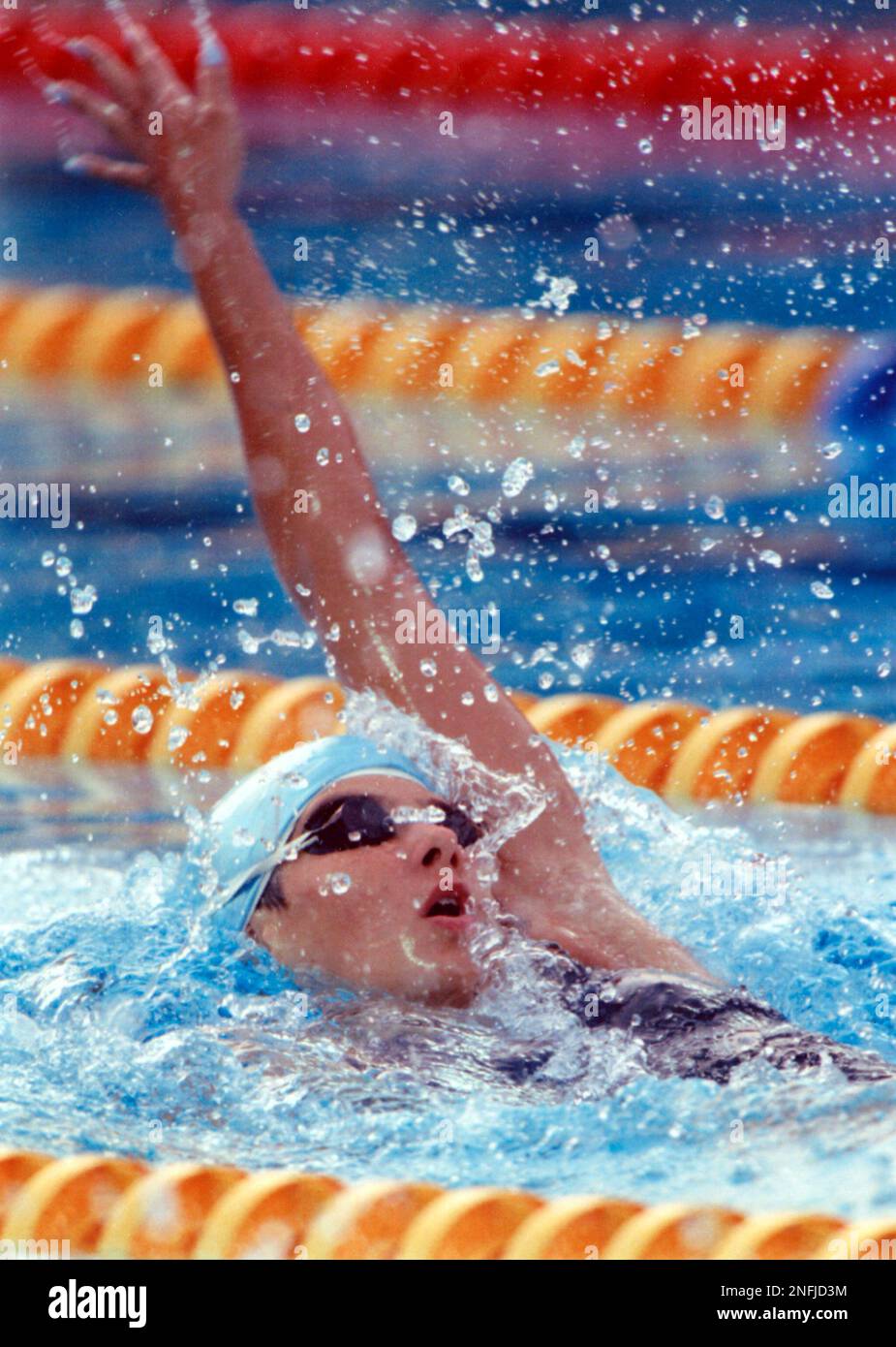 Hungarian swimmer Kristina Egerszegi competes in the women's 200m ...