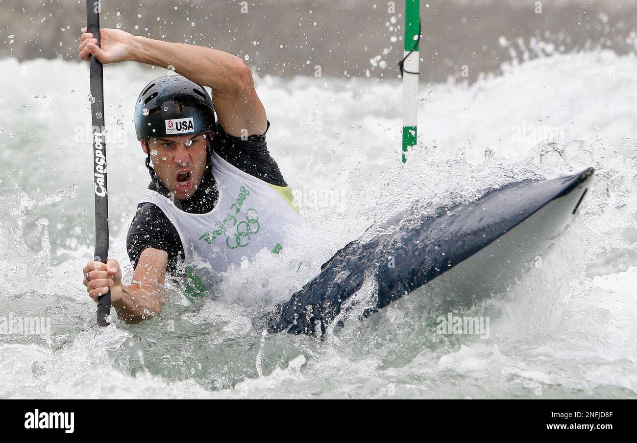 USA's Scott Parsons trains for the K1 kayak slalom at the Shunyi ...