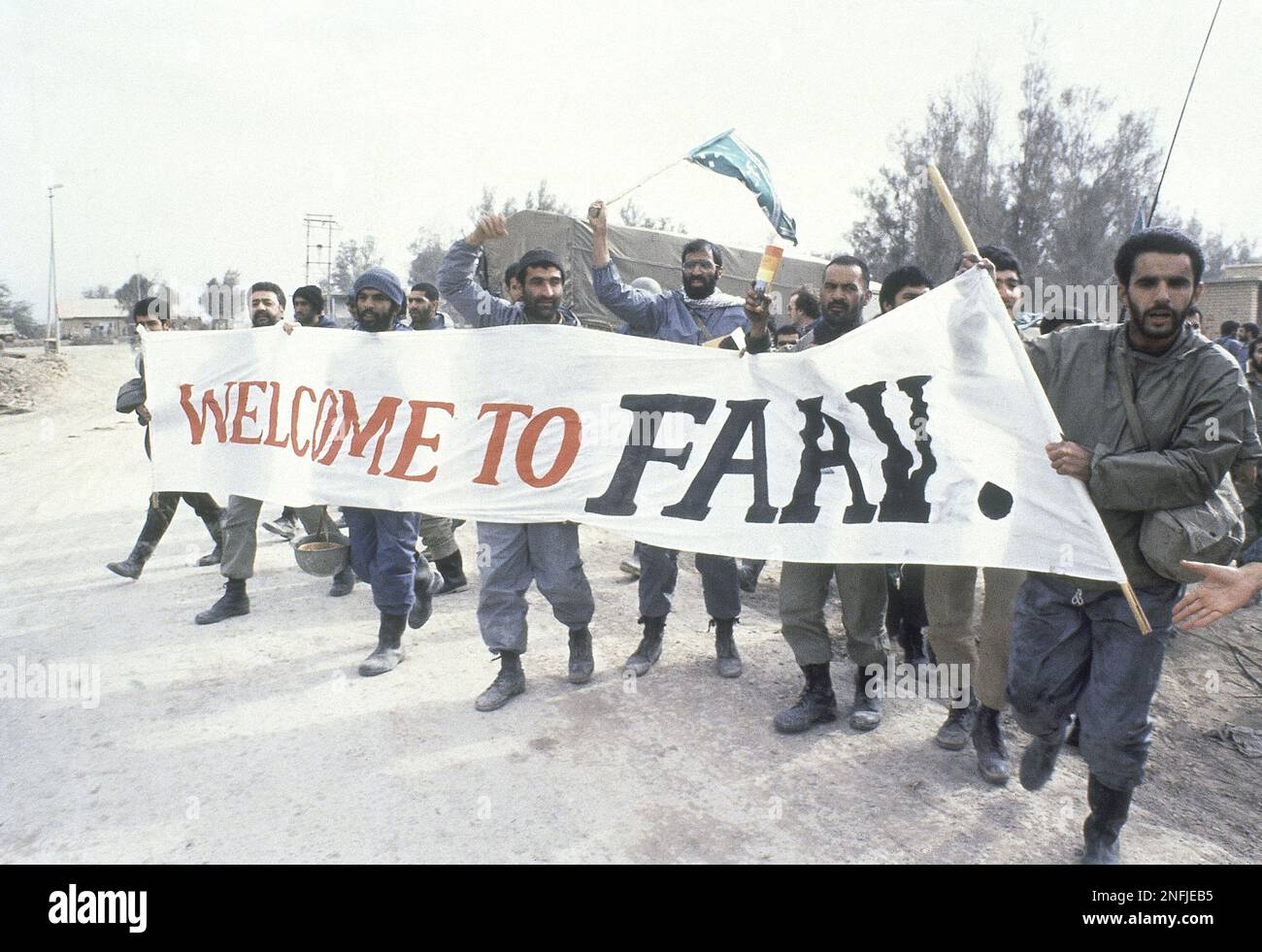 Iranian troops are pictured in occupation of the Port City of Faw, on ...