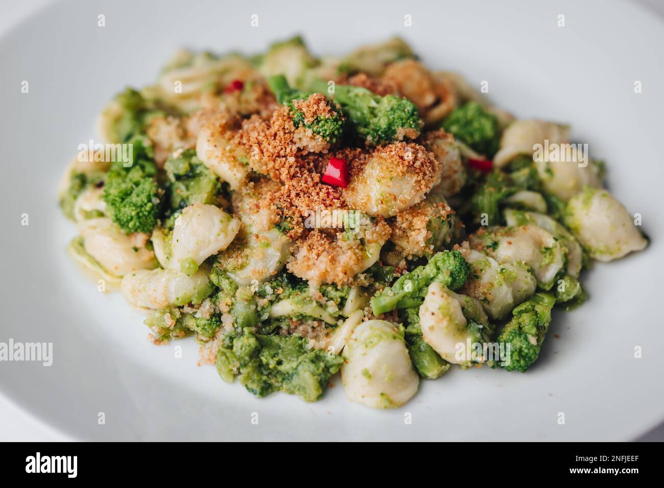 Traditional Orecchiette with cime di rapa pasta from Puglia Stock Photo ...