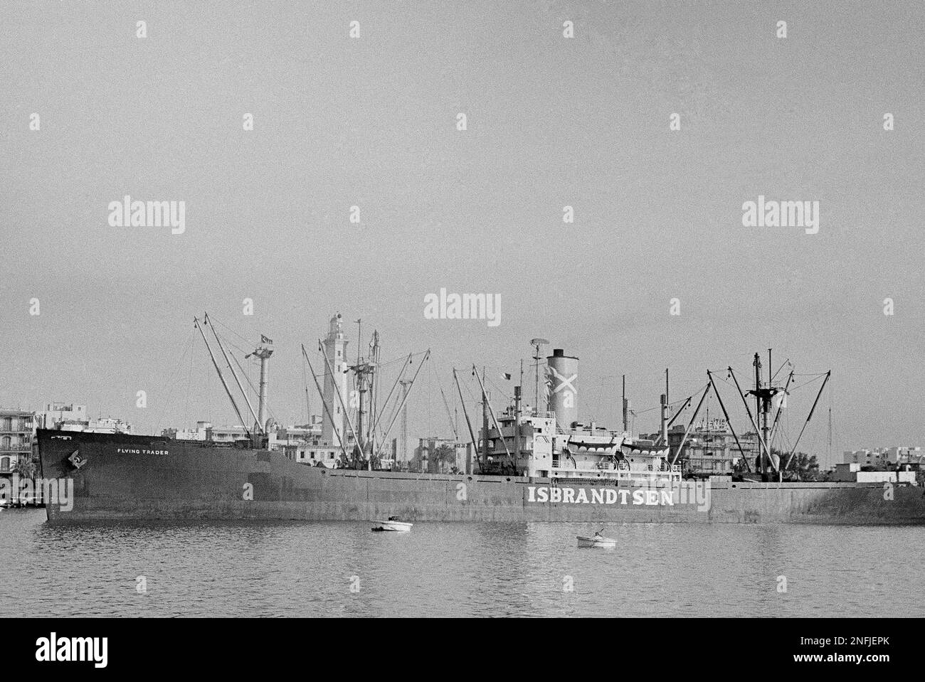 The American freighter Flying Trader is shown at anchor in Port Said ...