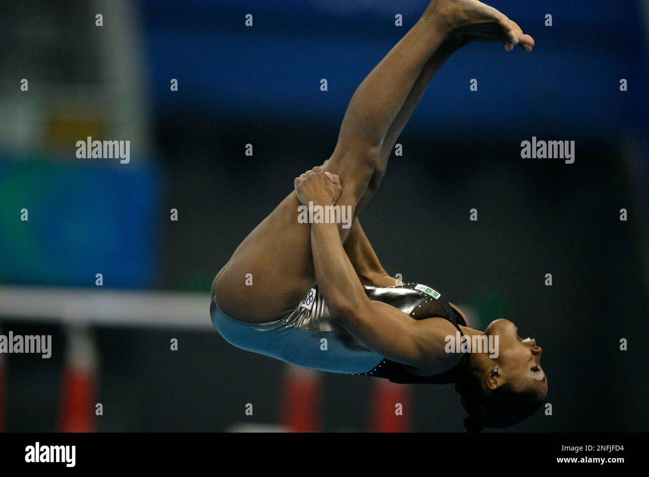 Brazilian gymnast Daiane Santos performs a floor routine during podium ...