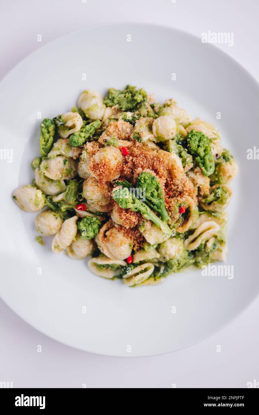 Traditional Orecchiette with cime di rapa pasta from Puglia Stock Photo ...