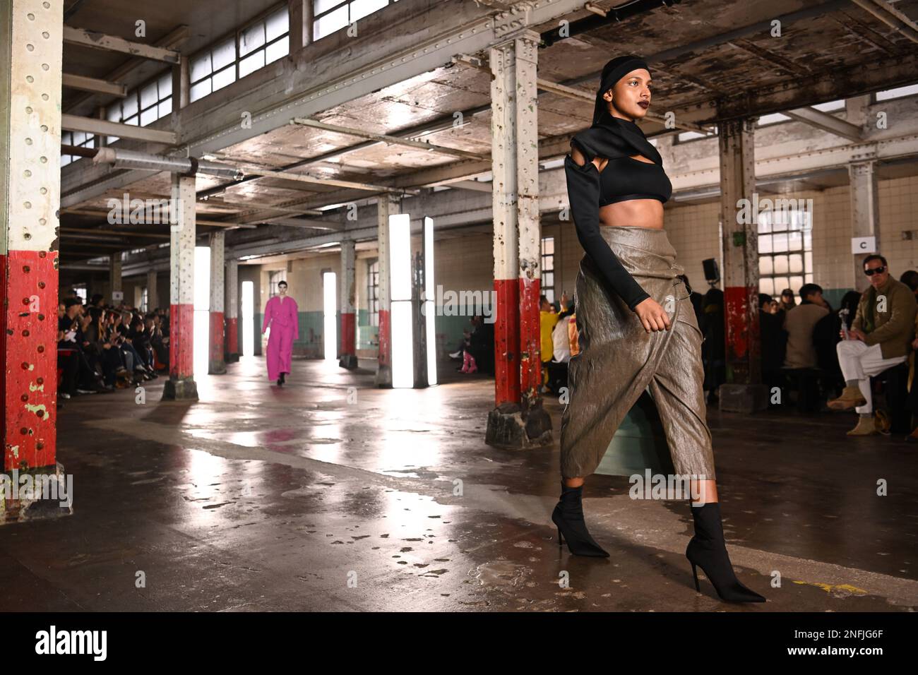 London, UK. 17 February 2023. Models wear designs by Standing Ground ...