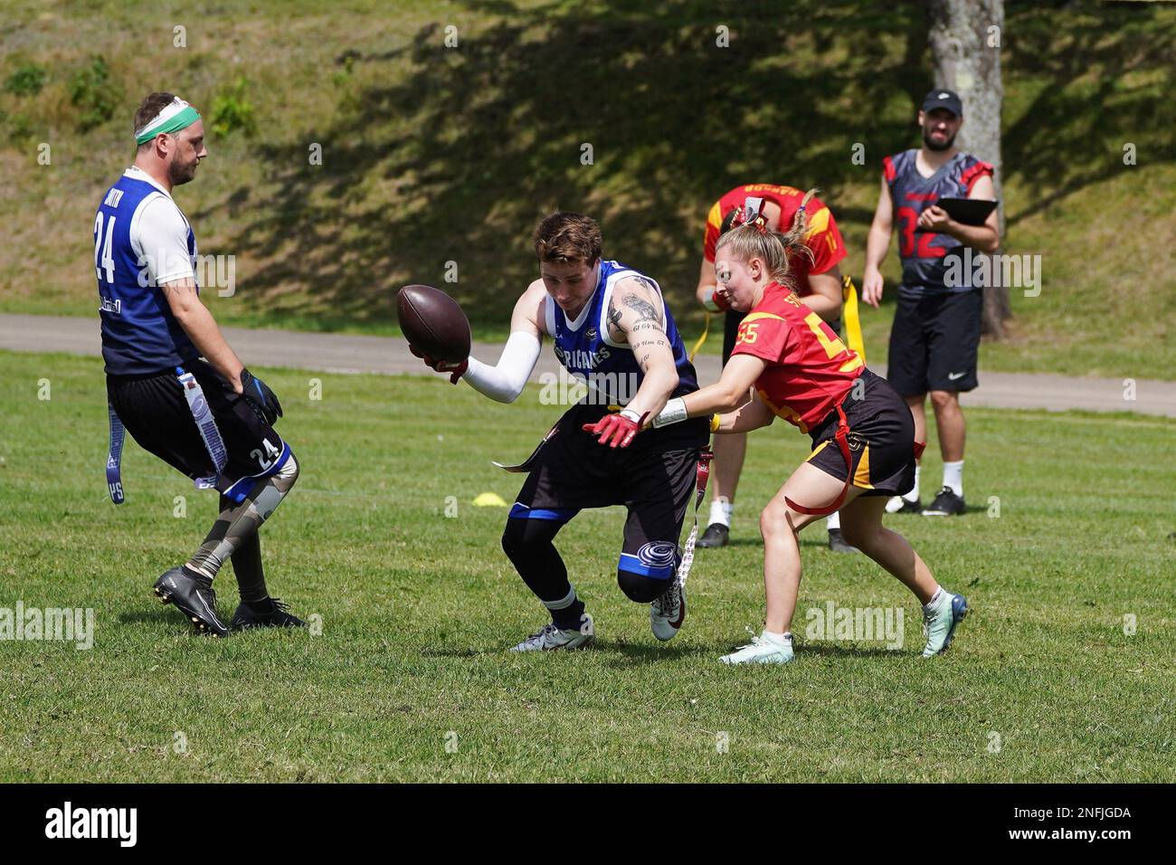Welsh Bowl 2022 - American Flag Football in South Wales Stock Photo - Alamy