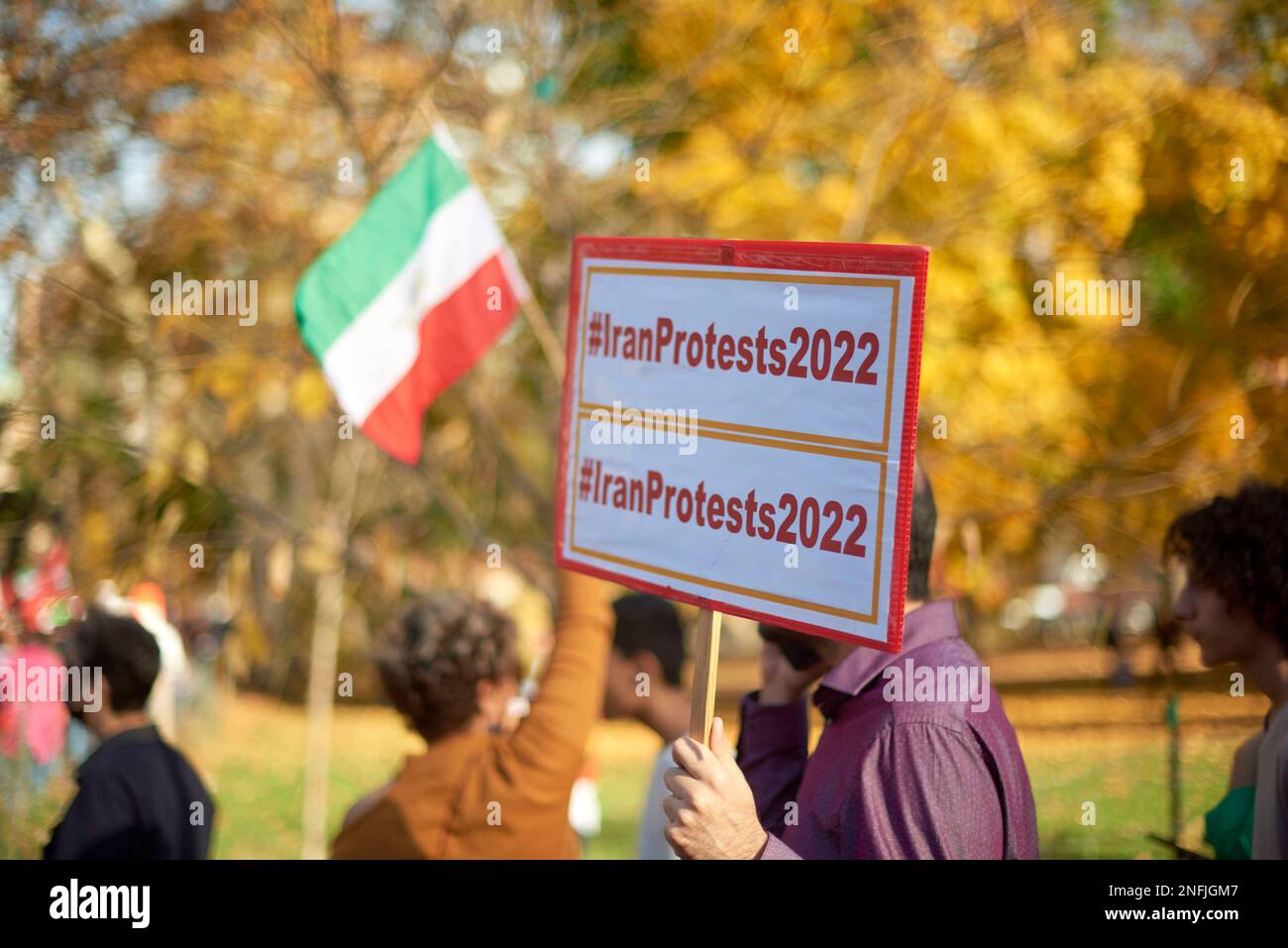 Red hand day protest hi-res stock photography and images - Alamy