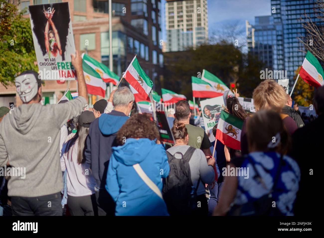 Walking crowd marching building exterior architecture flag hi-res stock ...