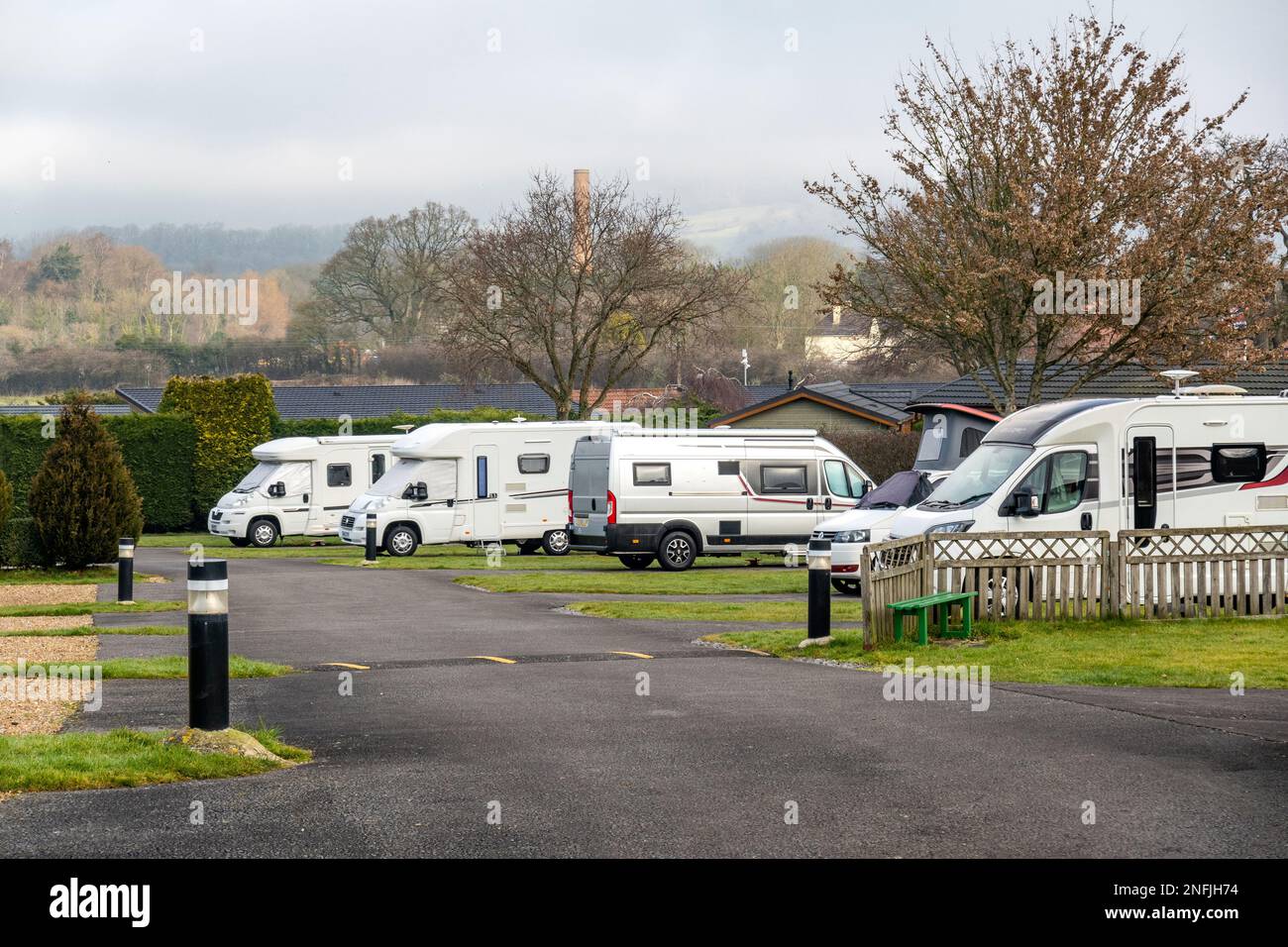 Caravans and motorhomes parked on a caravan park Stock Photo - Alamy