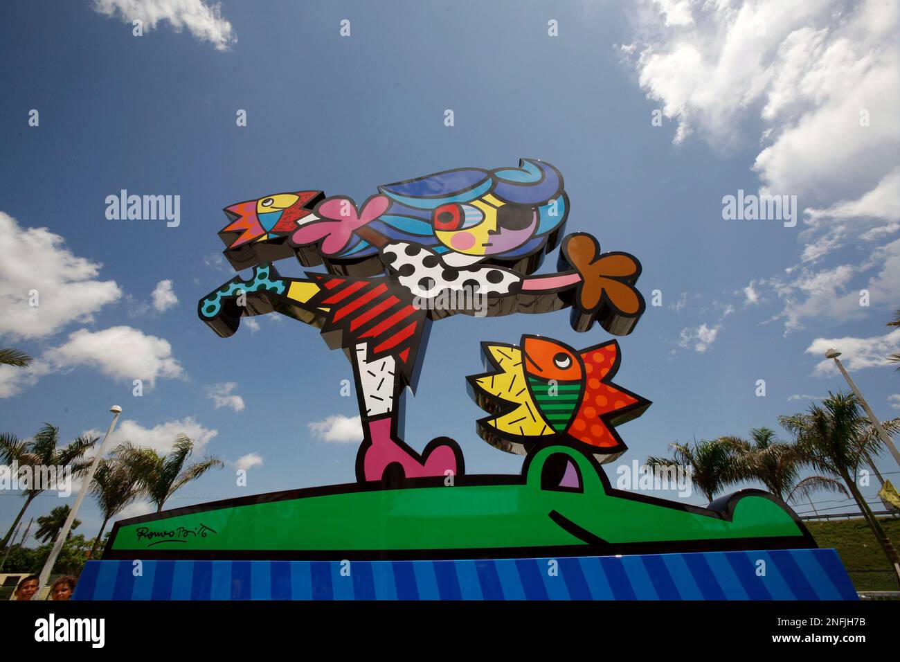 A sculpture by Brazilian artist Romero Britto is shown Thursday, July ...