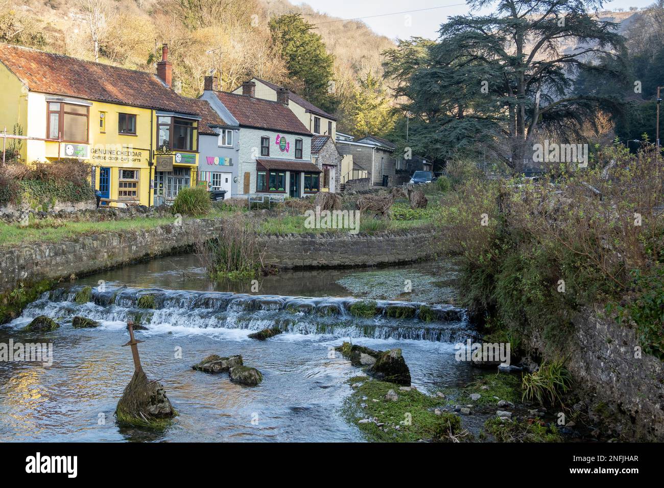 Buildings in the tourist town of Cheddar at the start of the Cheddar ...
