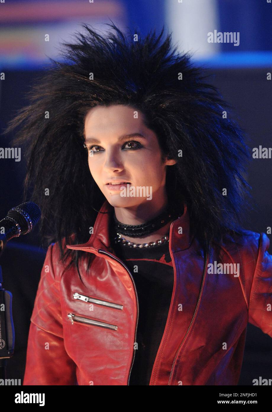 Singer Bill Kaulitz and his band Tokio Hotel perform during an ...