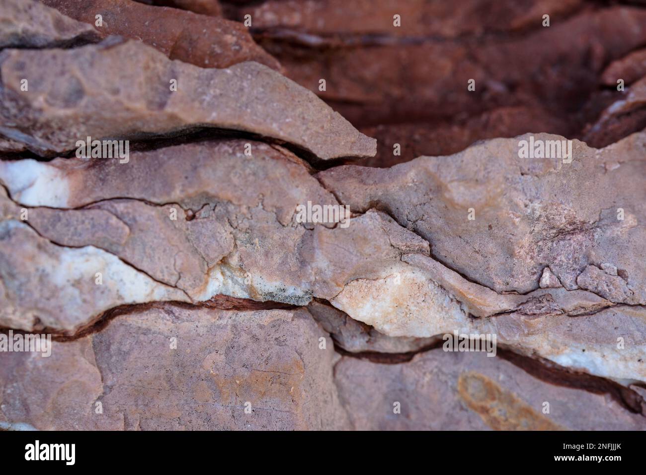 This close-up photo of rocks showcases the rugged, natural beauty of the geological formations ...