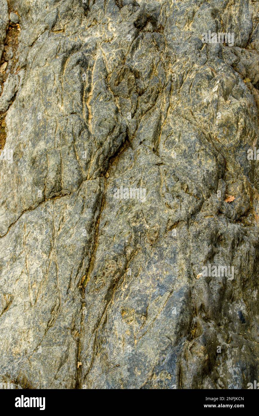 This close-up photo of rocks showcases the rugged, natural beauty of the geological formations ...
