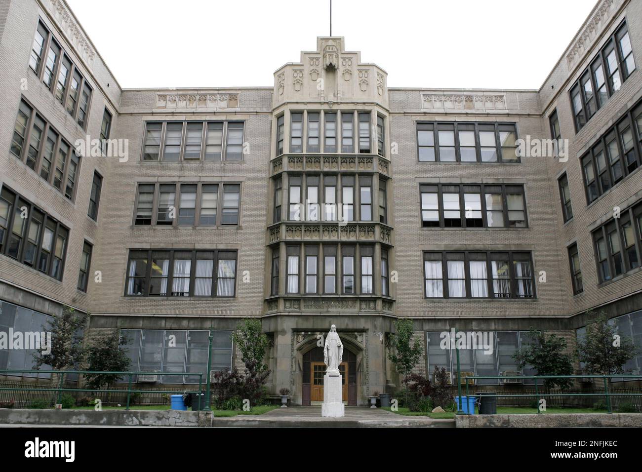 The front of Bishop Loughlin Memorial High School in New York, Monday ...