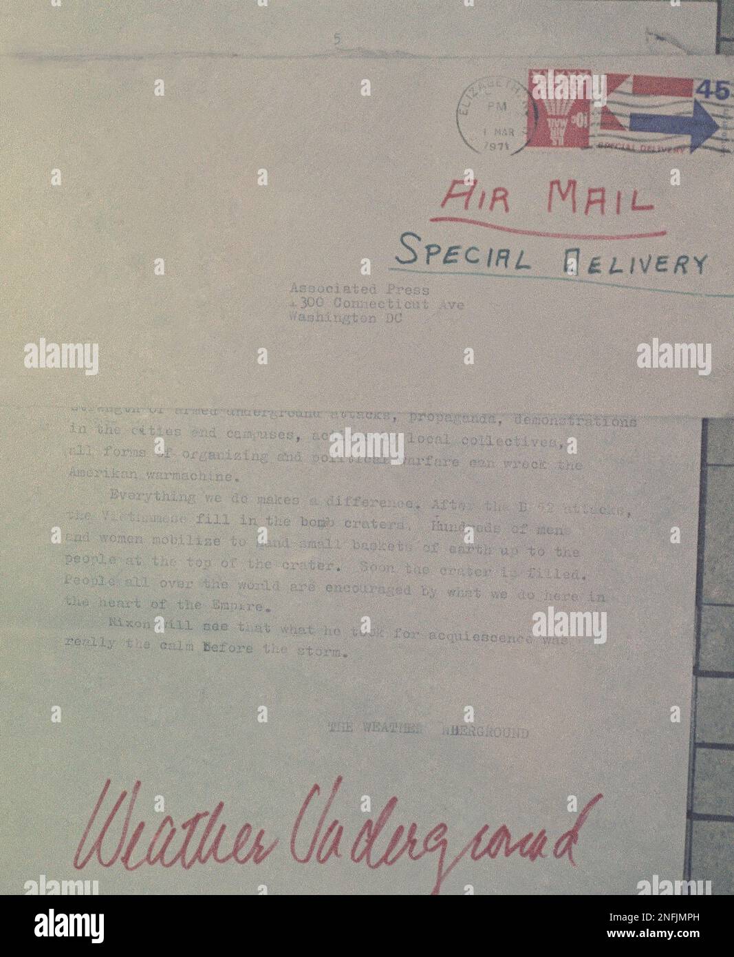 Page One and Five of letter received by the AP in Washington D.C on ...