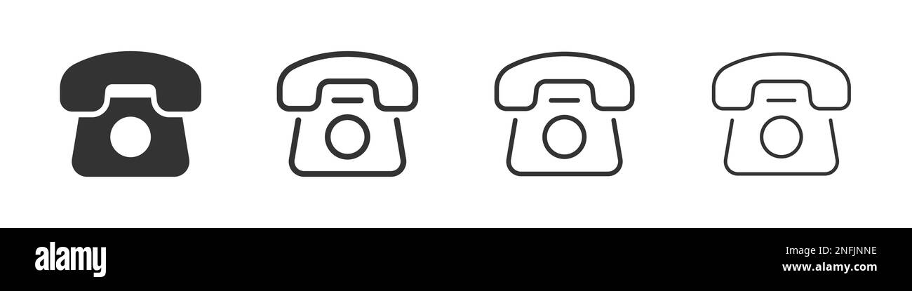 Landline phone icons collection in two different styles and different ...