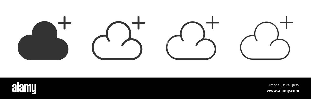 Cloud icons collection in two different styles and different stroke. Vector illustration EPS10 ...