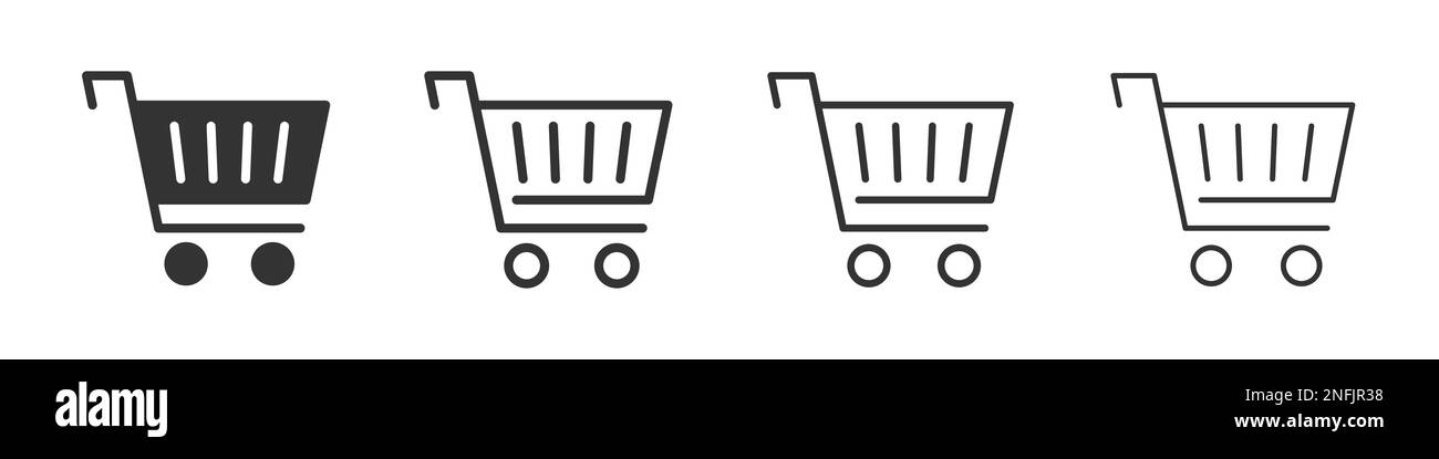 Shopping cart icons collection in two different styles and different ...