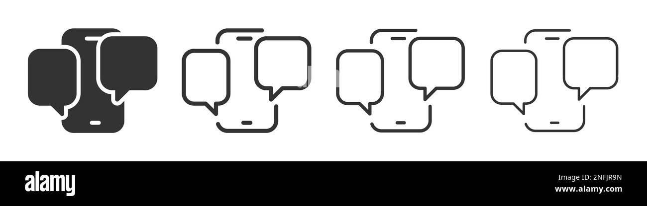 Message phone icons collection in two different styles and different ...