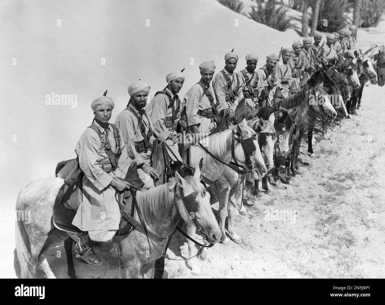 After a patrol the Spahis colonial troops parade for inspection on Jan ...