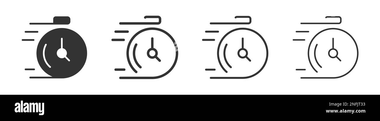 Stopwatch icons collection in two different styles and different stroke ...