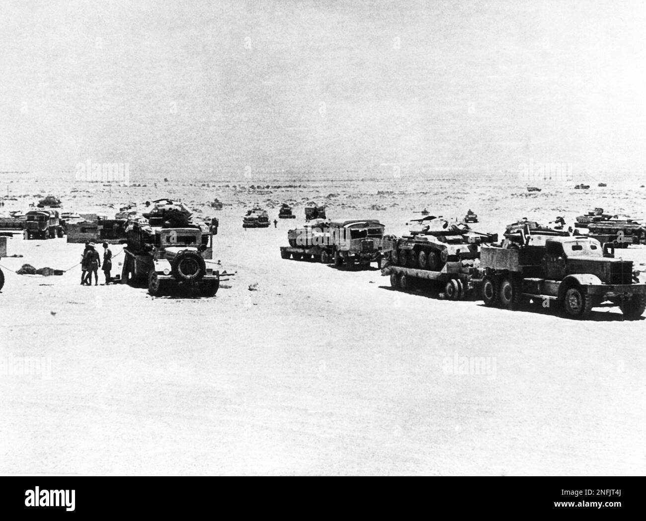 British tanks moving up to the forward front position on July 14, 1942 ...