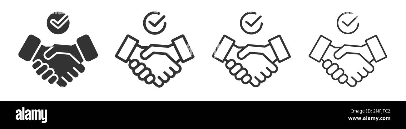 Commitment handshake icons collection in two different styles and ...