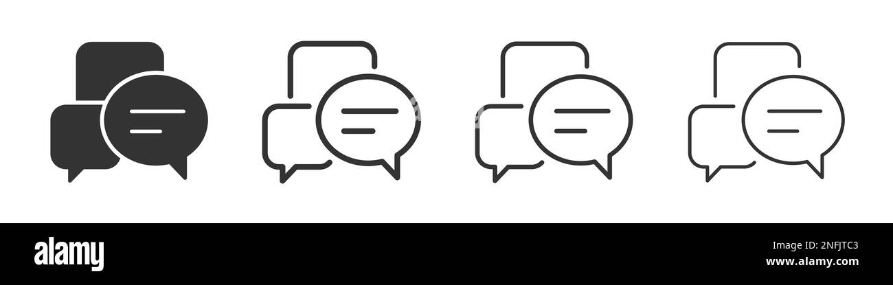 Chat icons collection in two different styles and different stroke ...