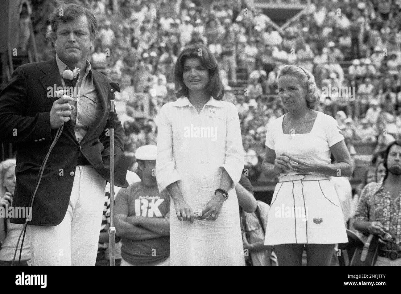 Sen. Edward Kennedy, left, sister-in-law Jackie Kennedy Onassis, center ...