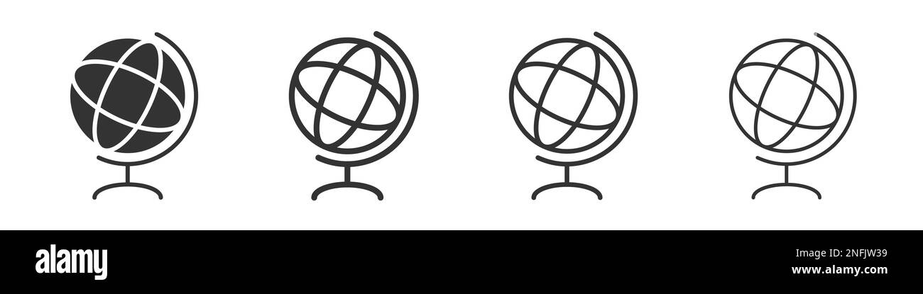 Globe icons collection in two different styles and different stroke ...