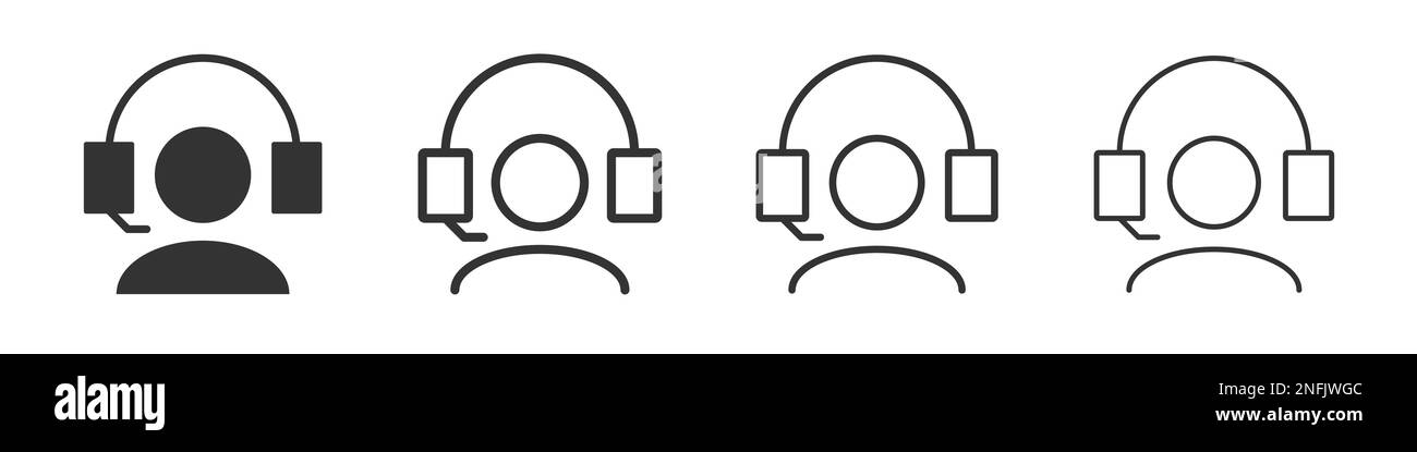 Support man icons collection in two different styles and different ...