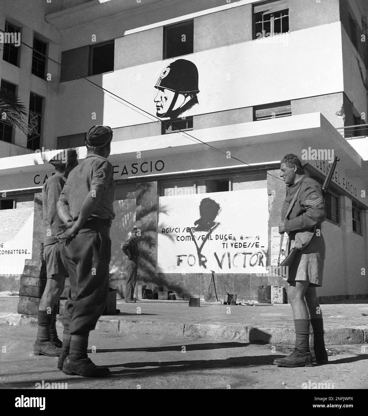 British soldiers swap stories in a Benghazi Square, Dec. 28, 1942 after ...