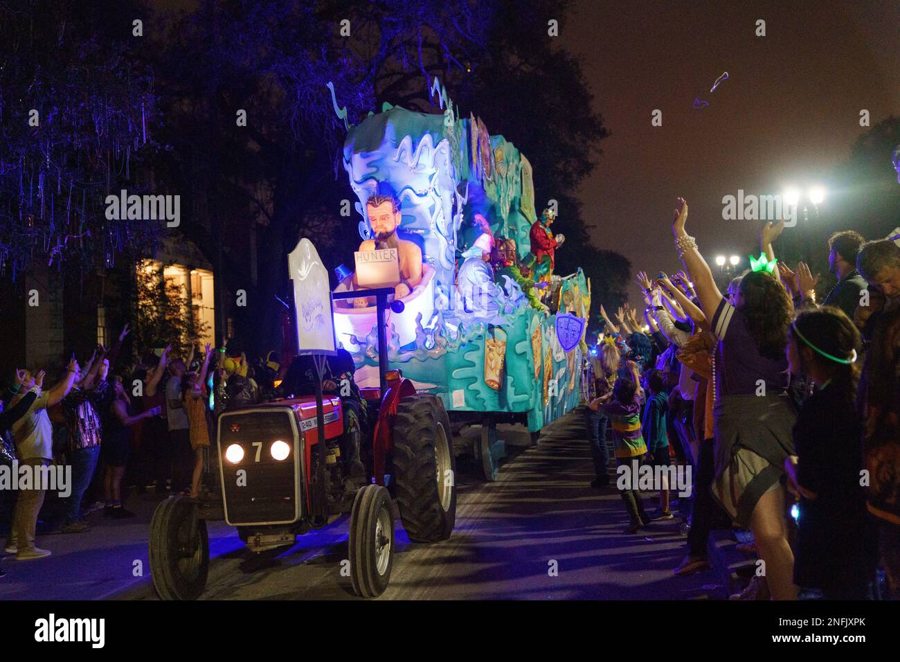 Parade goers and floats are seen at the Knights Of Chaos Parade during ...