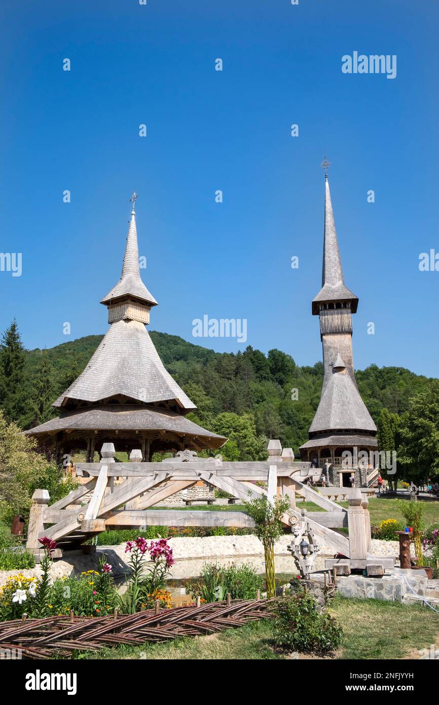 Romania. Maramures. Barsana. Wooden churches at Barsana Monastery Stock Photo - Alamy